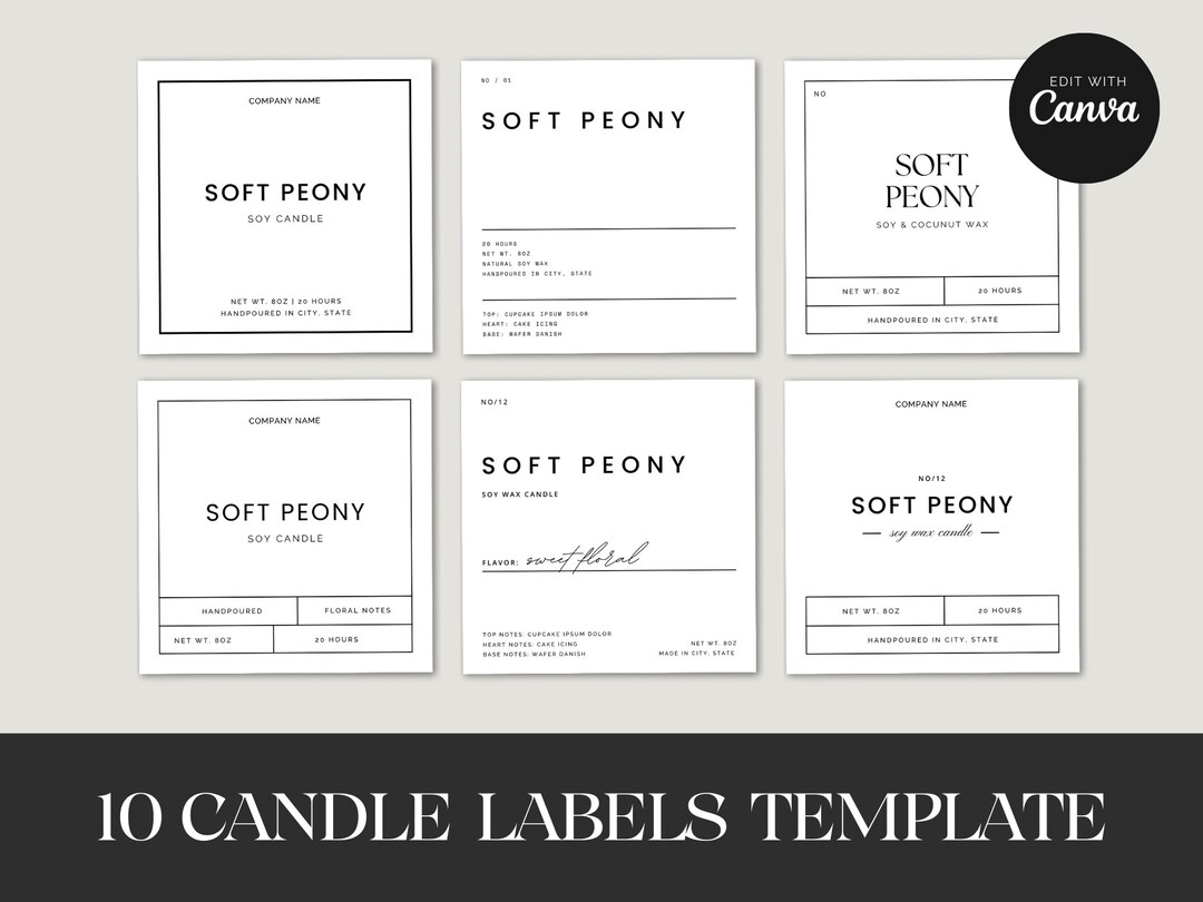 Editable Candle Label Template Bundle. Modern and Elegant Candle Labels ...