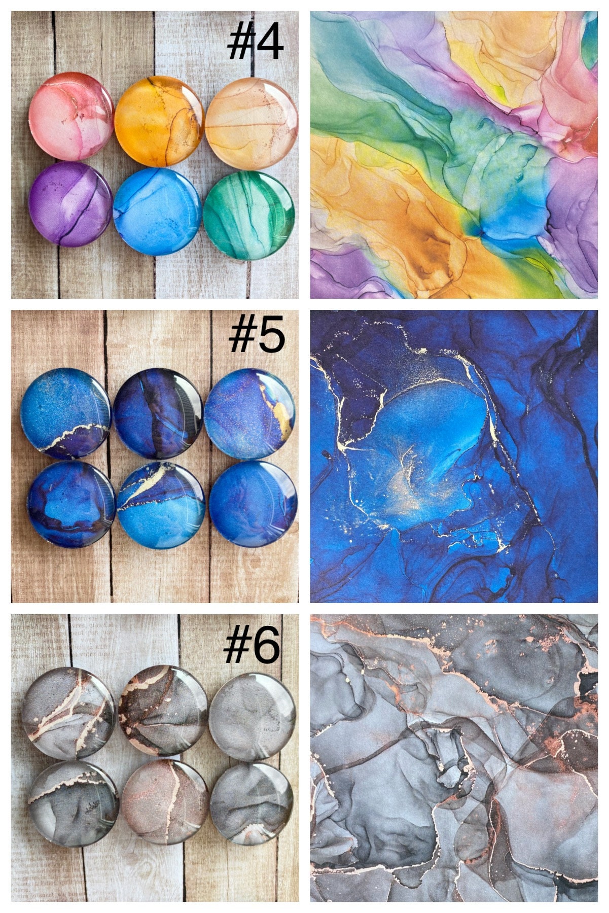 Alcohol Ink Abstract Magnets Set of 6 Art Magnets - Etsy