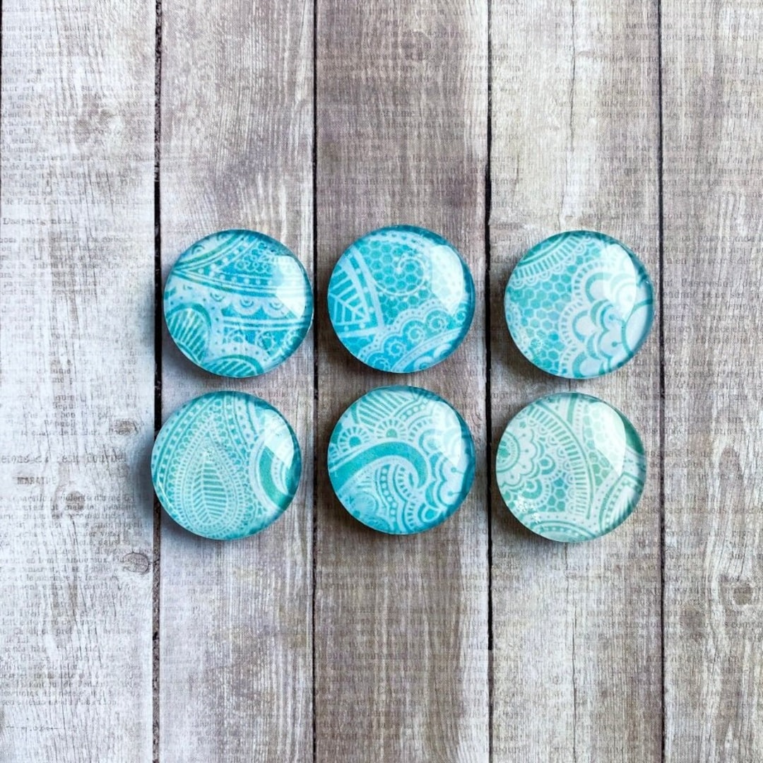 Aqua Blue Mandala Paisley Magnets - Set of 3 • 6 • 12 - Handmade ...