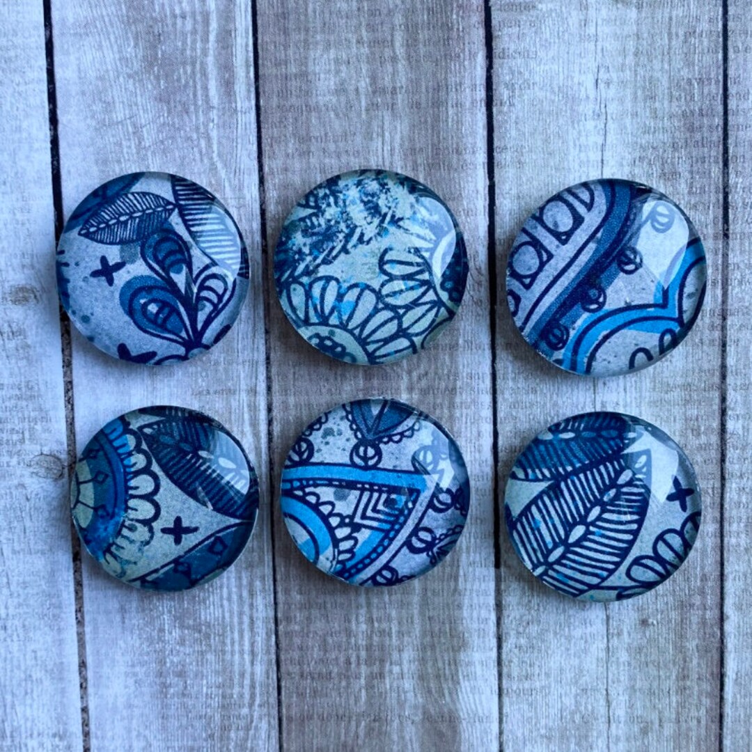 Cobalt Paisley Magnets - Set of 3 • 6 • 12 - Blue Aesthetic -1 Inch ...