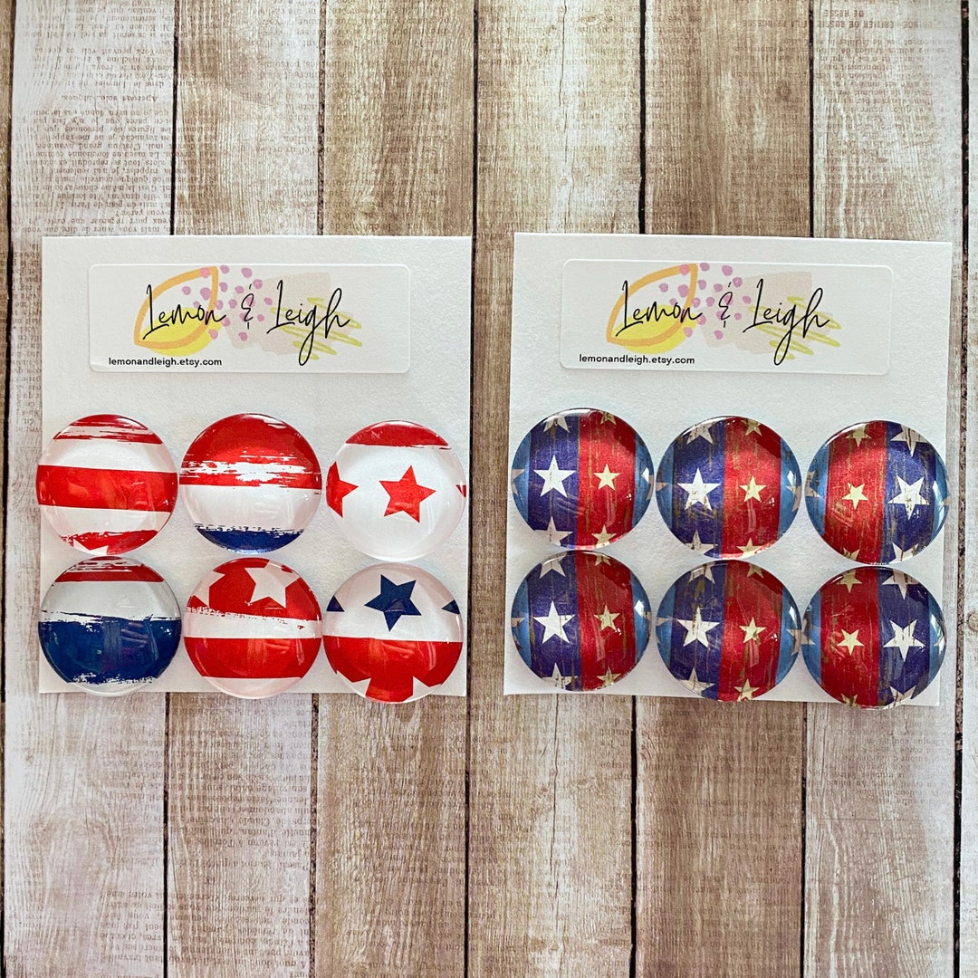 Patriotic USA Magnets: Stars and Stripes, 1-inch, Set of 3, 6 or 12 - Etsy