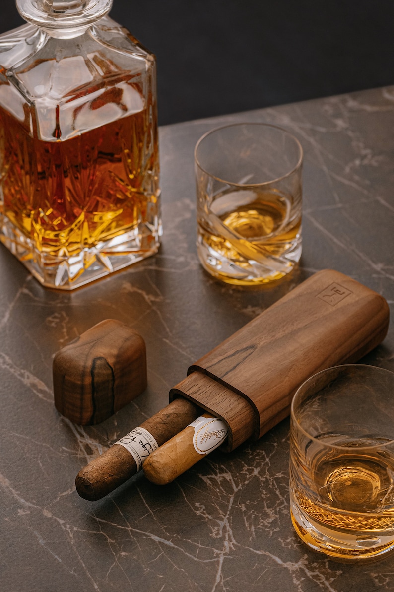 Walnut Wood Cigar Travel Case, Two Cigar Capacity - Etsy