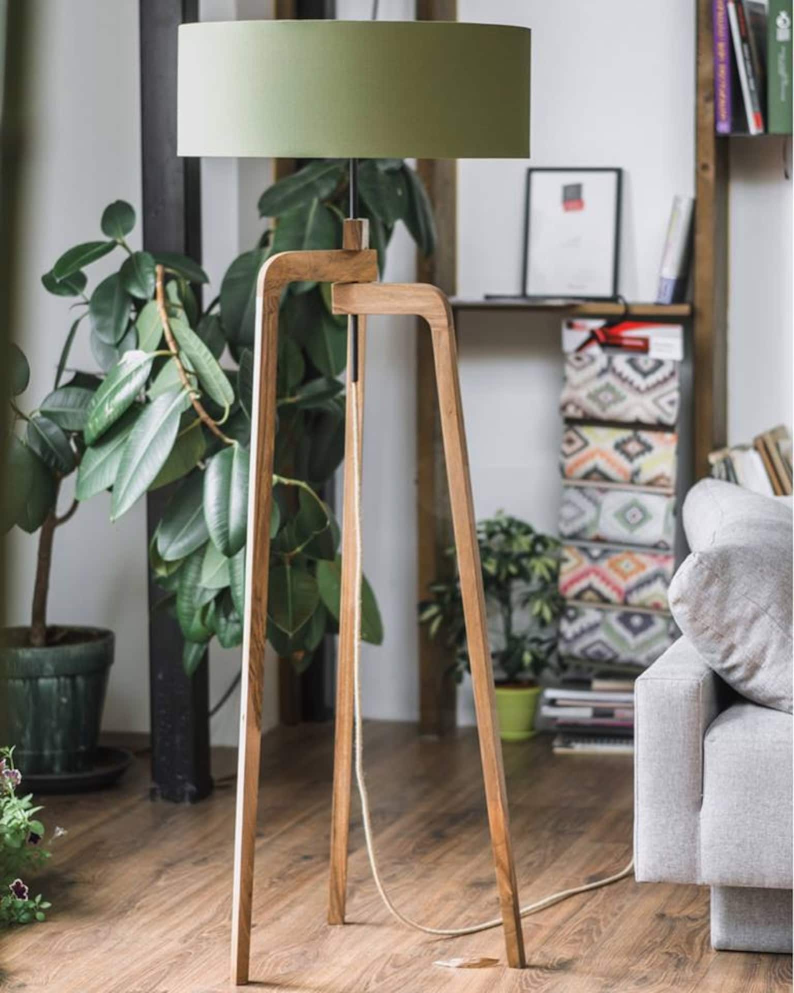 Tripod Lamp - Iris - Floor Lamp, Modern, Wooden - Etsy