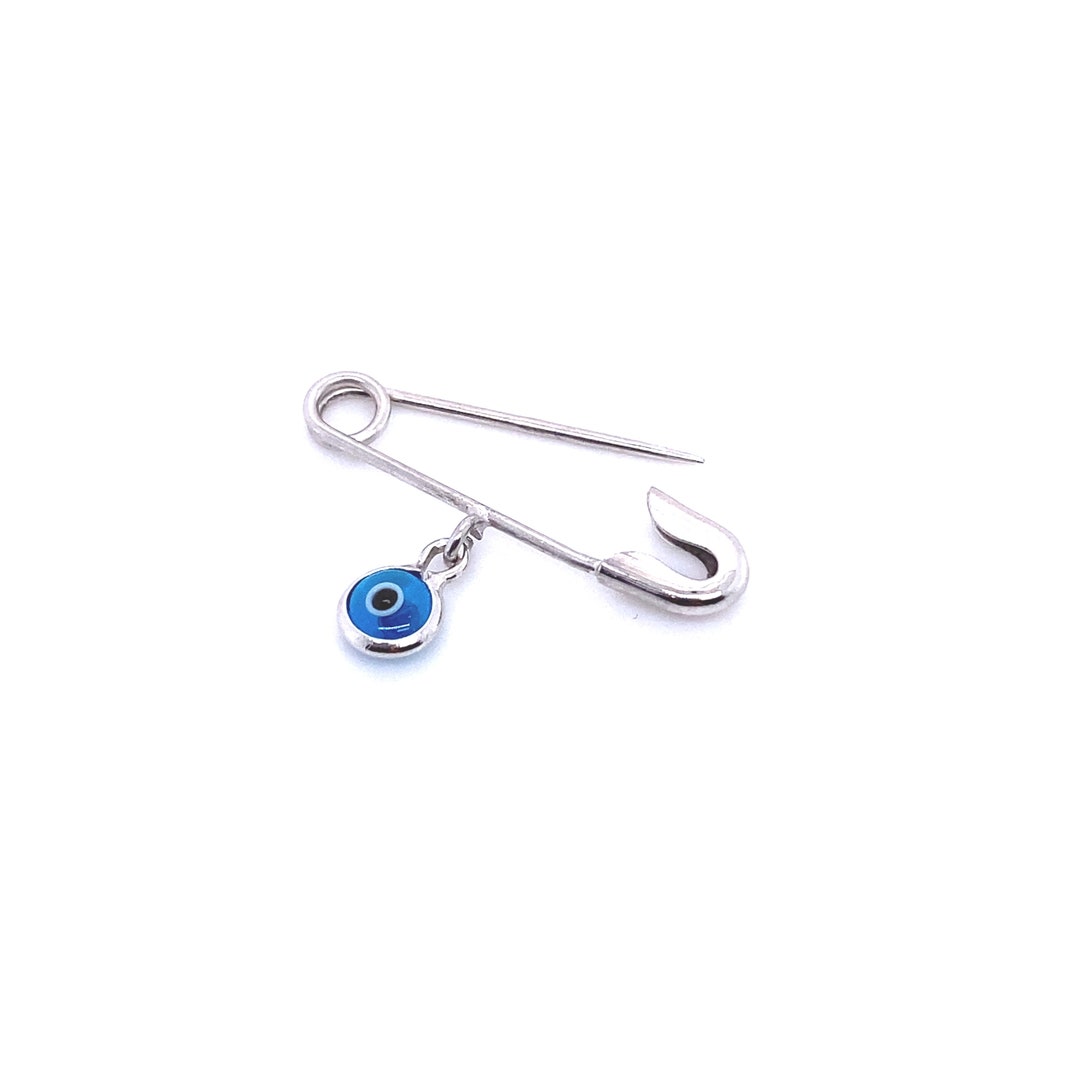 Vintage 18 Karat Gold Evil Eye Safety Pin, Children's Jewellery ...