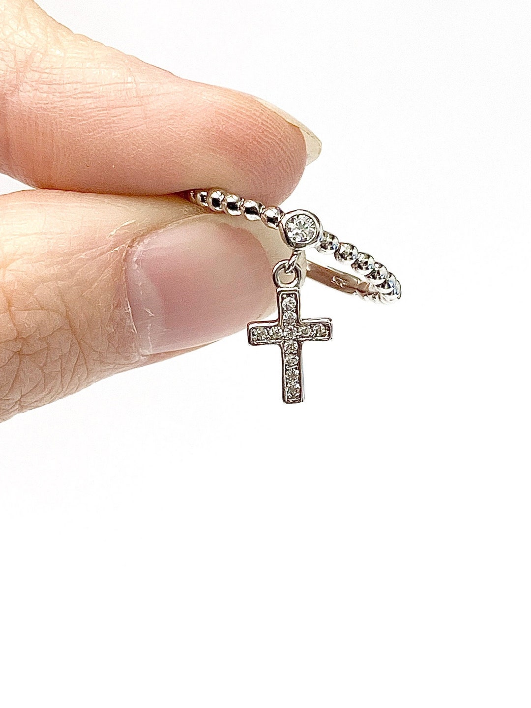 Sterling Silver Dangle Cross Ring, Silver Ring, Minimalist Jewellery ...