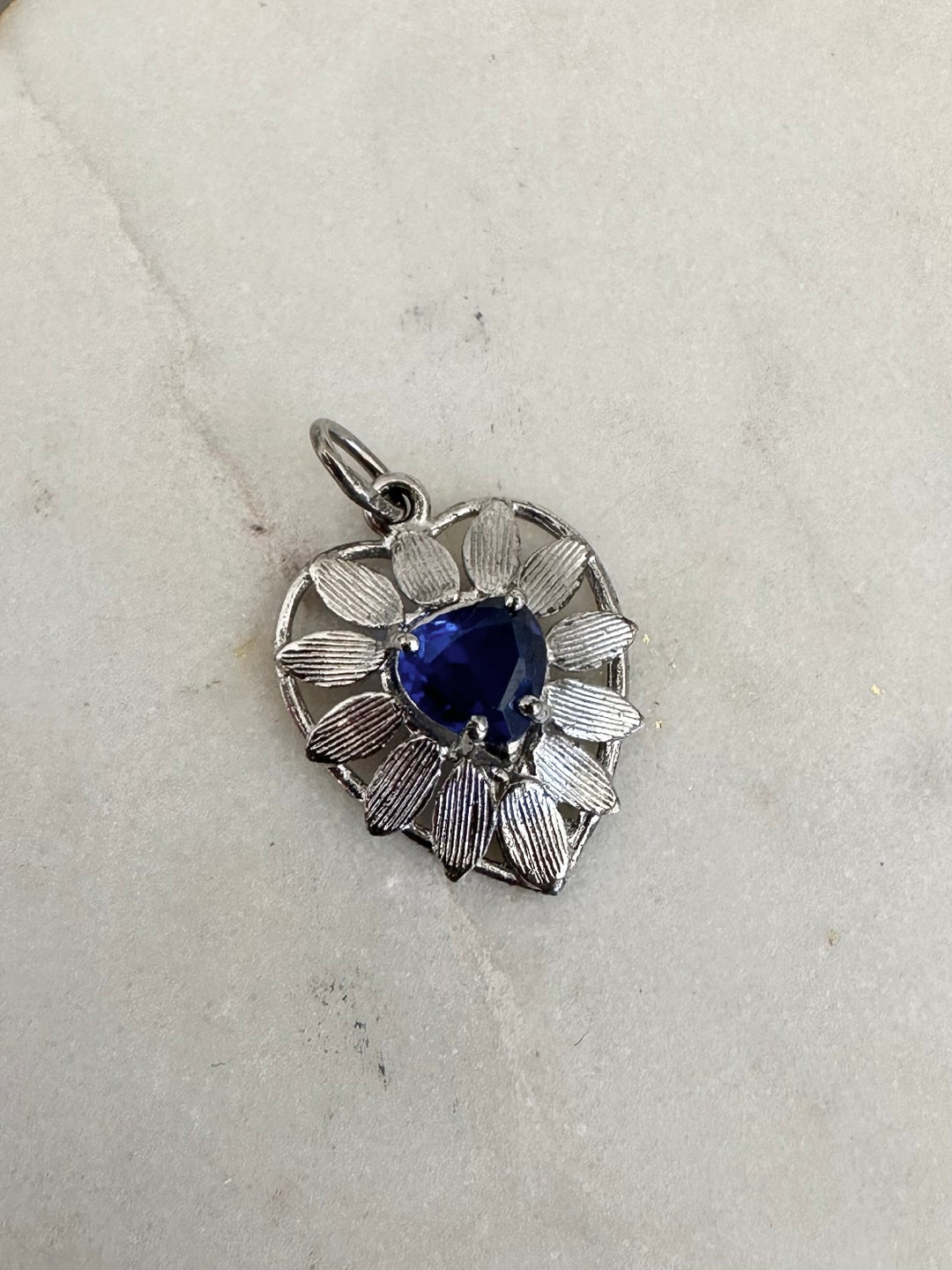 Vintage Sterling Blue Heart Charm, Silver Vintage Charms, September ...