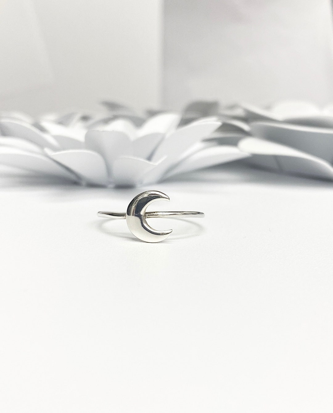Sterling Silver Moon Ring, Silver Ring, Minimalist Jewellery, Celestial ...
