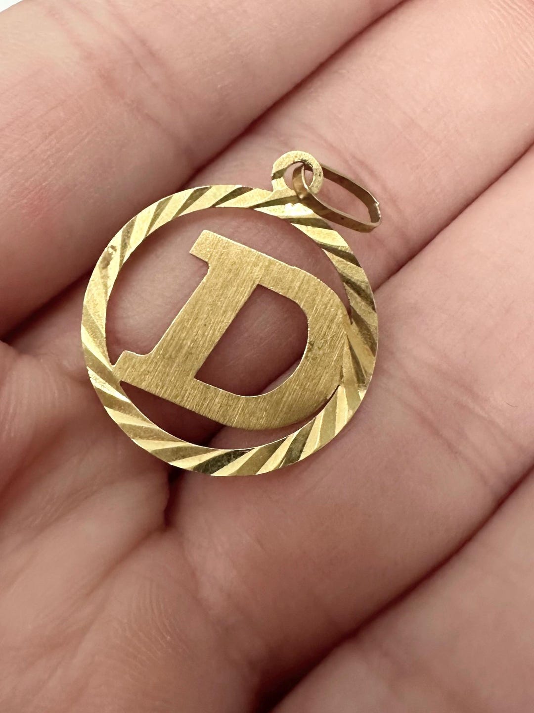Vintage 18 Karat Yellow Gold Initial D Charm, Gold Letter Pendant ...
