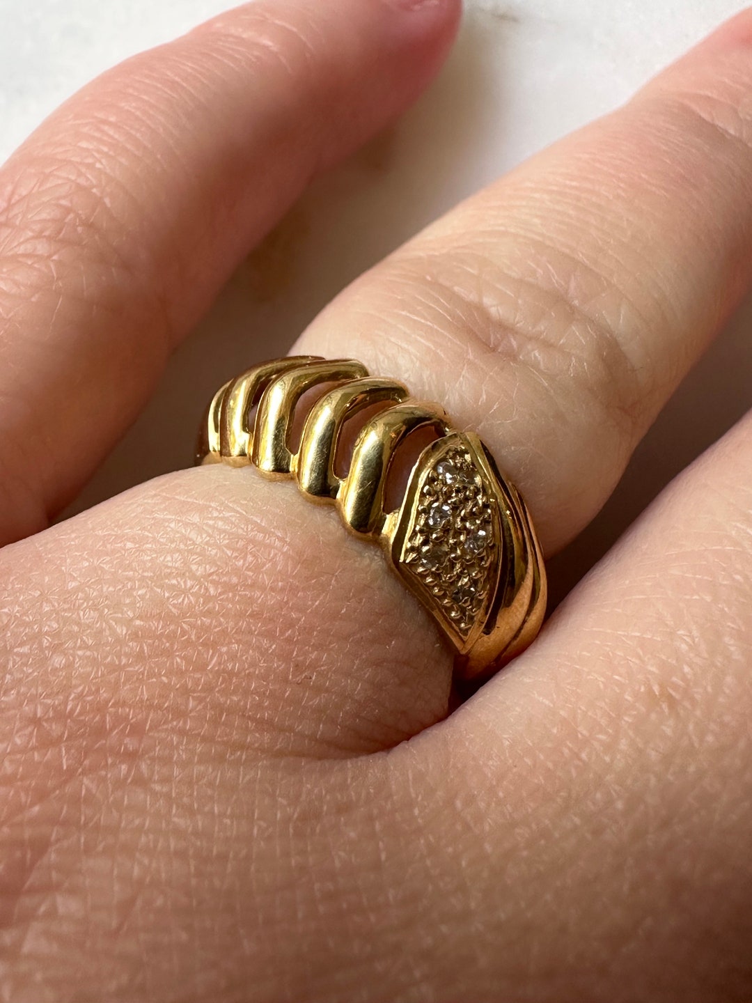 Vintage 18 Karat Gold Diamond Ring, Diamond Ring, Vintage Yellow Gold Ring, Vintage Gold Ring ...