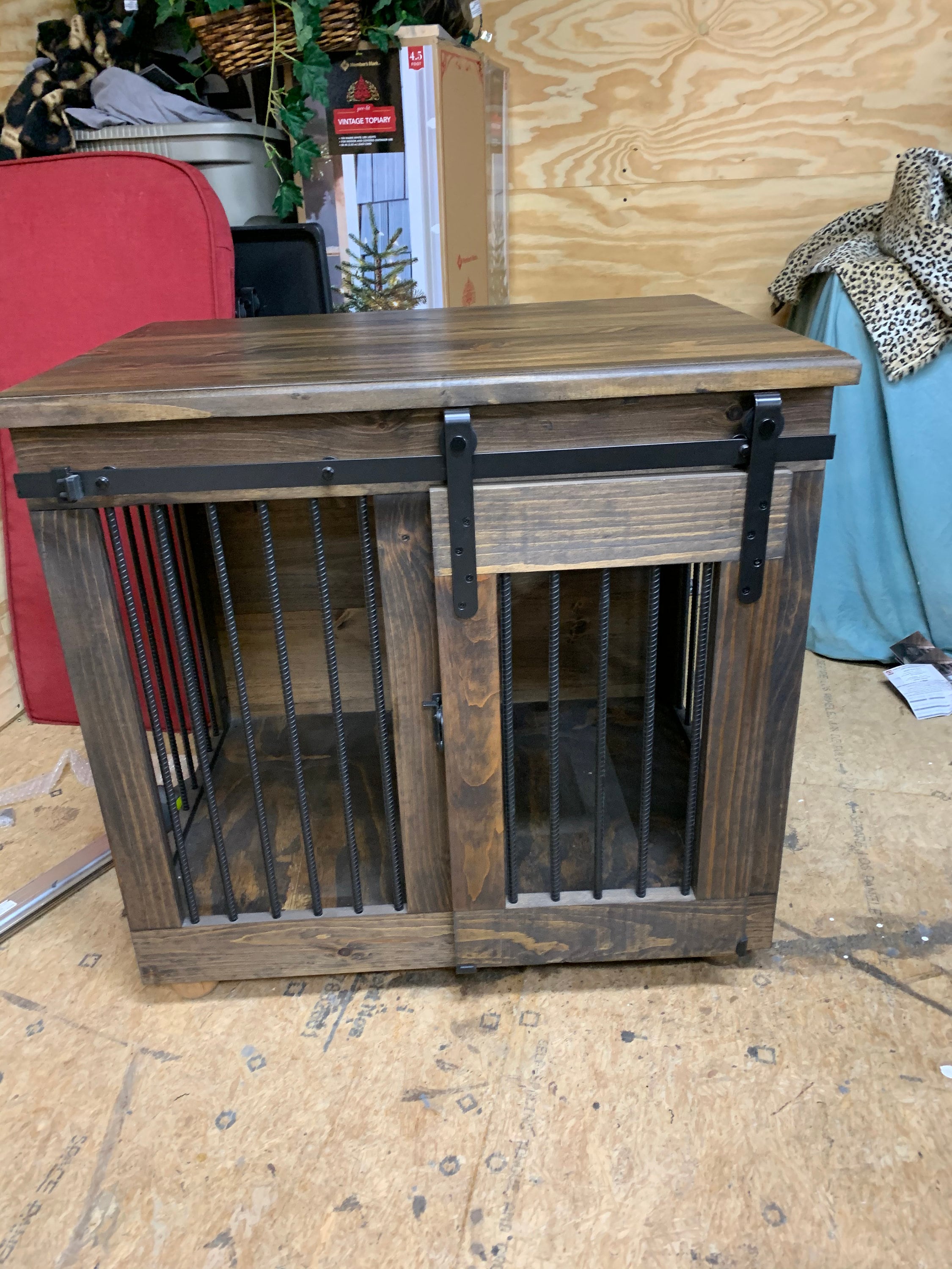 Medium Single Door Kennel handmade wooden dog crate end table | Etsy