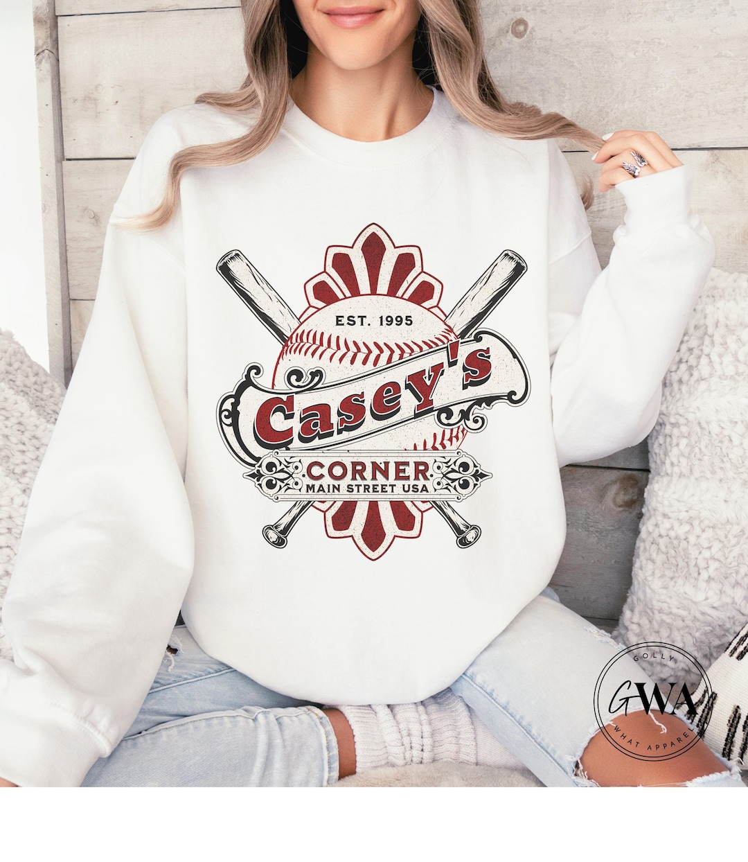 Casey's Corner Distressed Adult Unisex Crewneck Sweatshirt (AS123) - Etsy