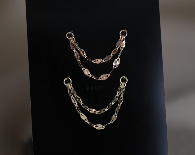 NEW ‣ Sparkly Double Sequin 14K Solid Gold Chain Attachment • 14K Gold ...