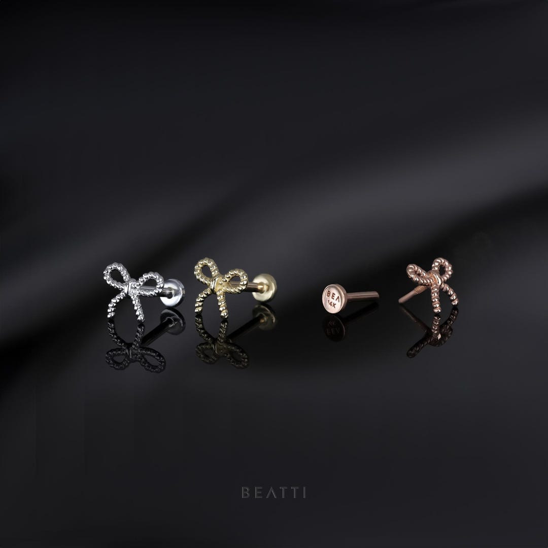 NEW ‣ 14K Solid Gold ∙ Tiny Twisted Rope Ribbon Internally Threaded ...