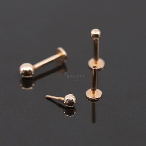 NEW ‣ 18G • Tiny 2mm/2.5mm/3mm 14K Solid Gold Ball Labret, Simple Ball ...