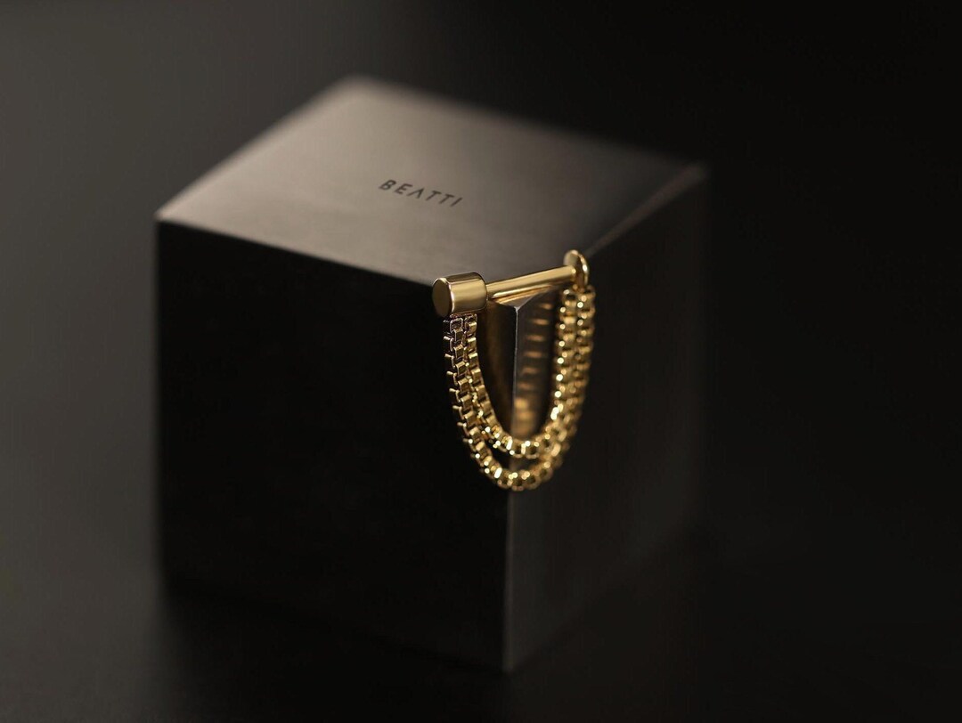 NEW BEATTI Draping Chain Collection Double Chain Theadless End Labret ...