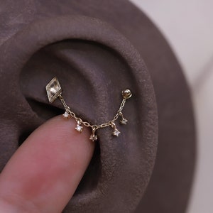NEW Ember Chain Attachment With Tiny Genuine Diamond Charms 14K Solid ...