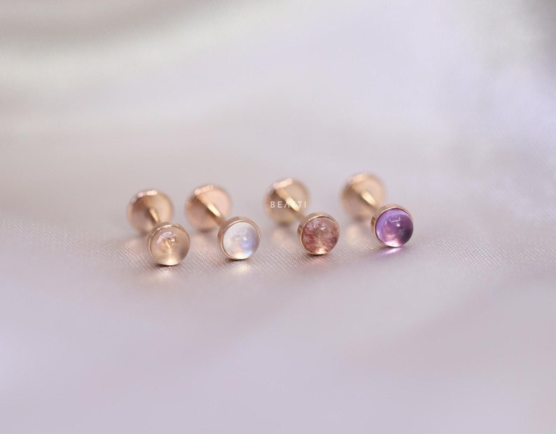 NEW Tiny Natural Gemstone Rosegold Threadless Push Pin - Etsy