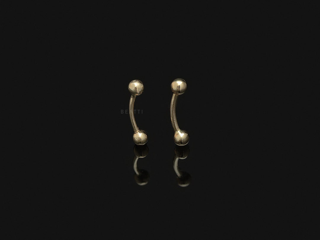 NEW ‣ 14K Solid Gold Rook Piercing Barbell • Gold Ball Rook Barbell ...