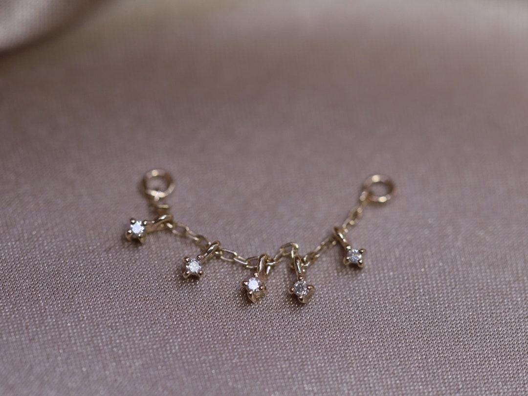 NEW ‣ Ember Chain Attachment With Tiny Genuine Diamond Charms • 14K ...