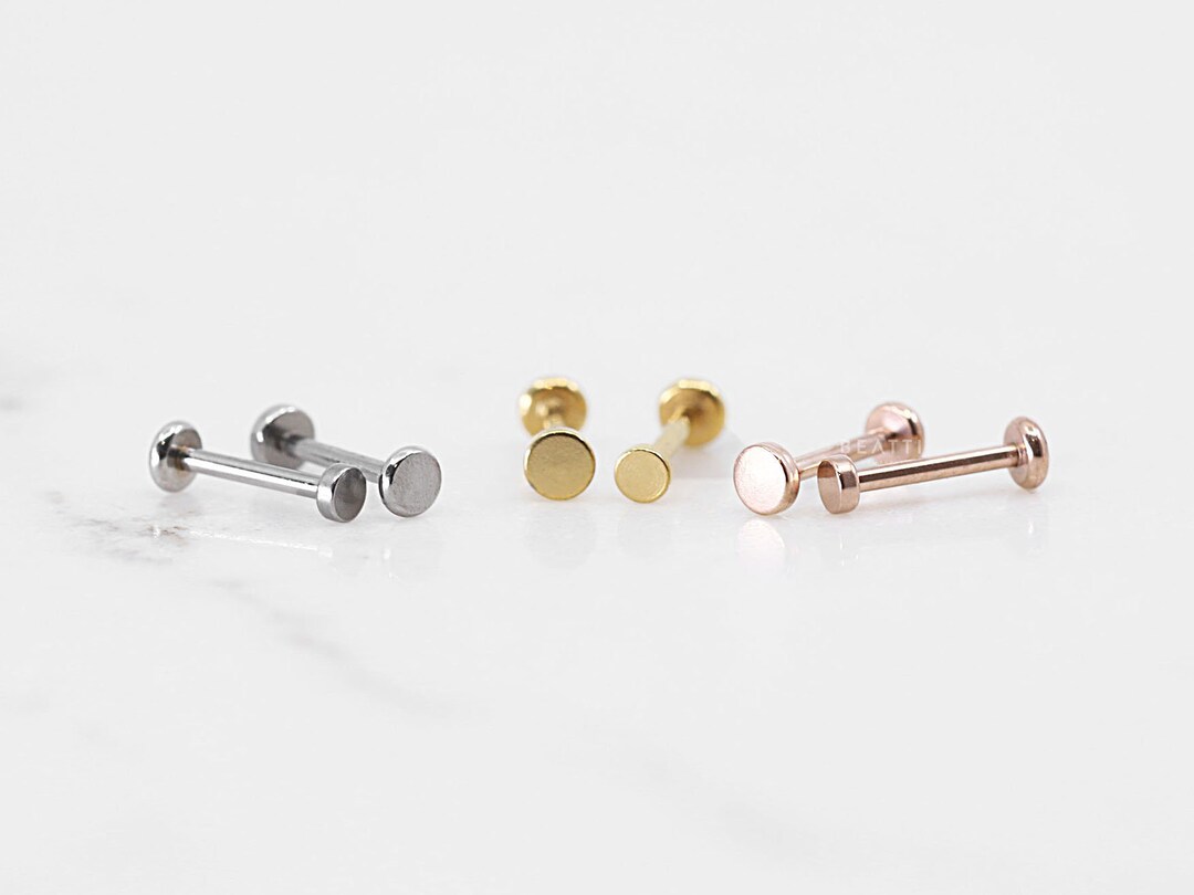 NEW ‣ 16G/18G/20G • TINY Flat Disc Threadless Push Pin Labret Stud ...
