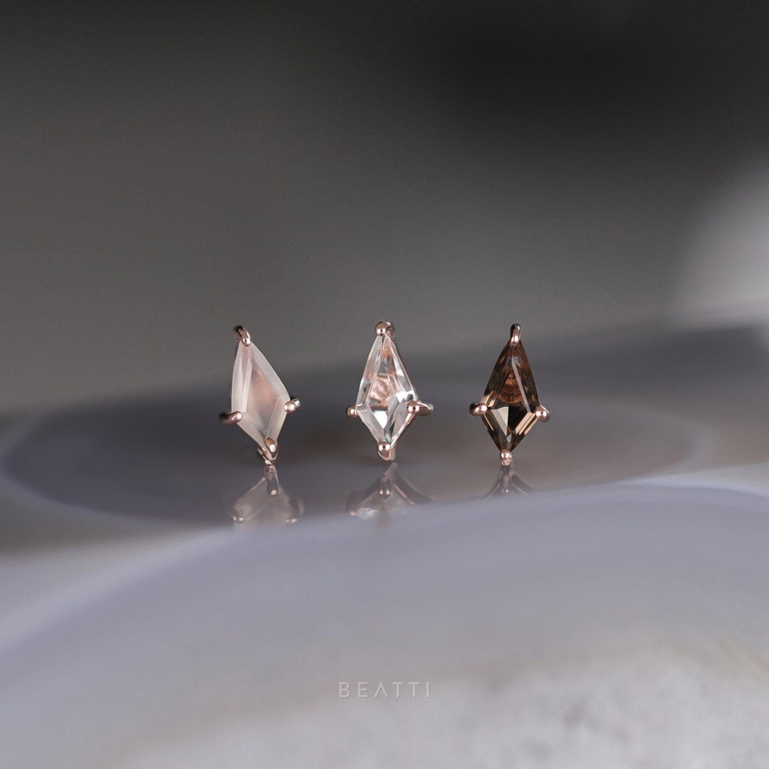 Siera • Rose Gold Natural Gemstone Threadless Ends • Grey Moonstone ...