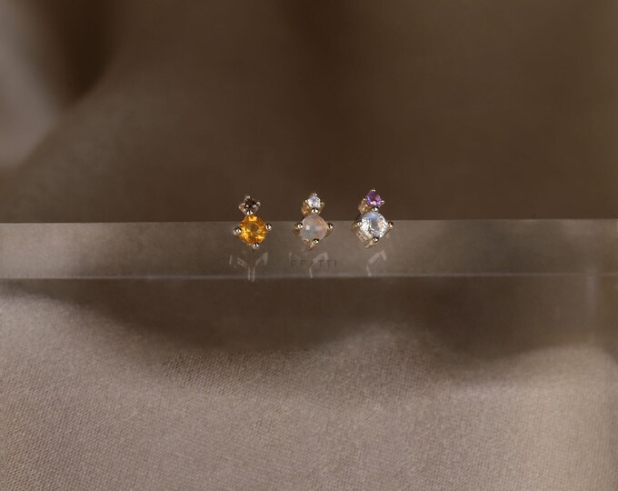 NEW Tia 14K Gold Teeny Tiny Natural Gemstone Threadless Ends 14K Solid ...