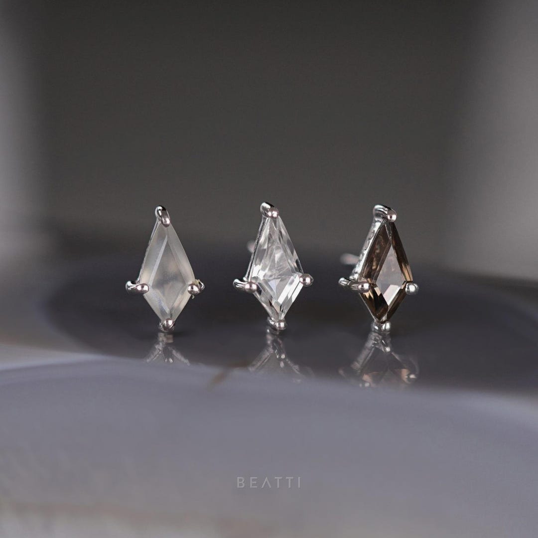 Siera • Silver Natural Gemstone Threadless Ends • Grey Moonstone ...