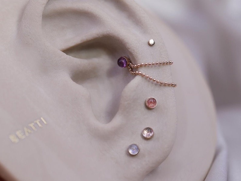 NEW Tiny Natural Gemstone Rosegold Threadless Push Pin - Etsy