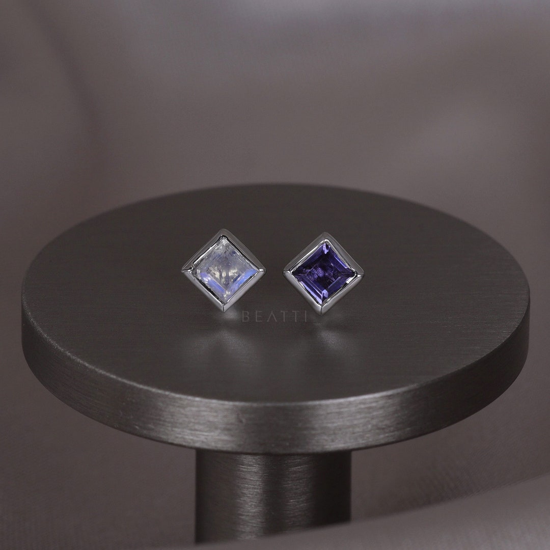 NEW ‣ Maya • BEATTI Natural Gemstone Threadless Ends • Iolite • Rainbow ...