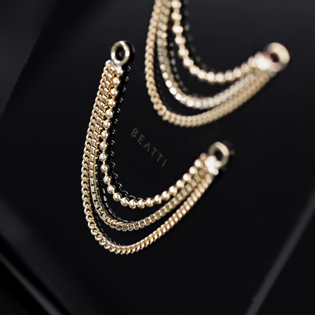 NEW ‣ Riva Triple Mixed 14K Solid Gold Chain Attachment • 14K Gold ...