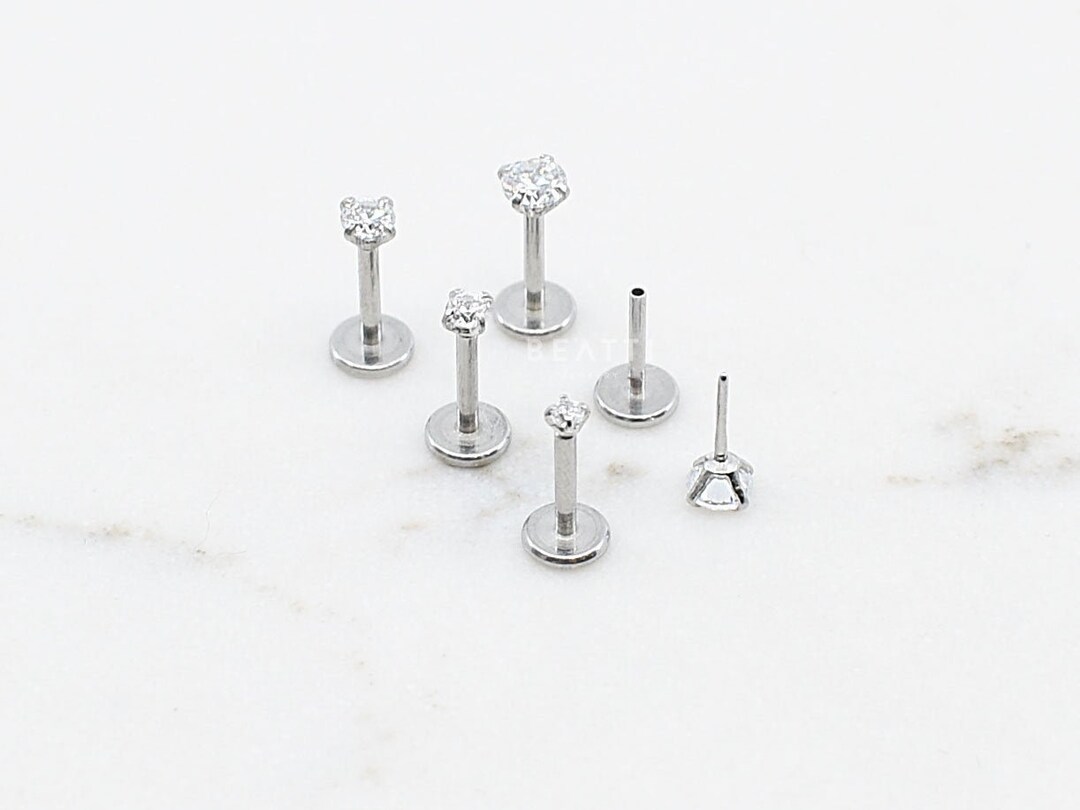 16G 18G 20G • Tiny Threadless Push Pin Labret Stud • 1.5mm - 3mm ...