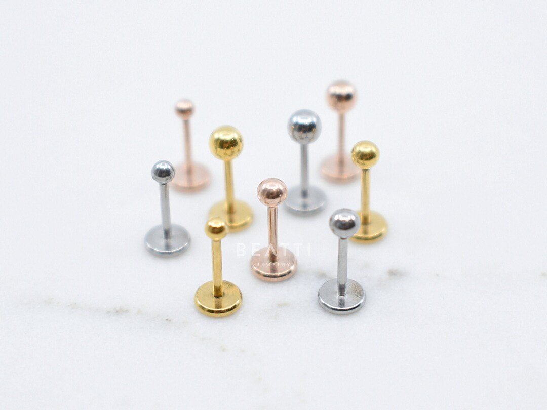 16G/18G/20G • Tiny Ball Threadless Push Pin Labret Stud • 2mm/2.5mm/3mm ...