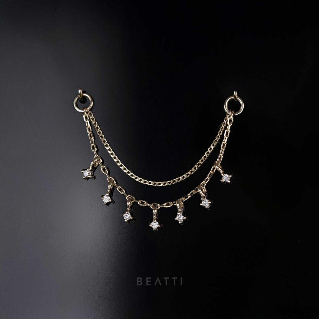 NEW ‣ Ember Double Chain Attachment With Tiny Genuine Diamond Charms ...