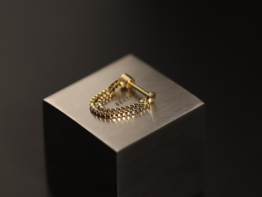 NEW BEATTI Draping Chain Collection Double Chain Theadless End Labret ...