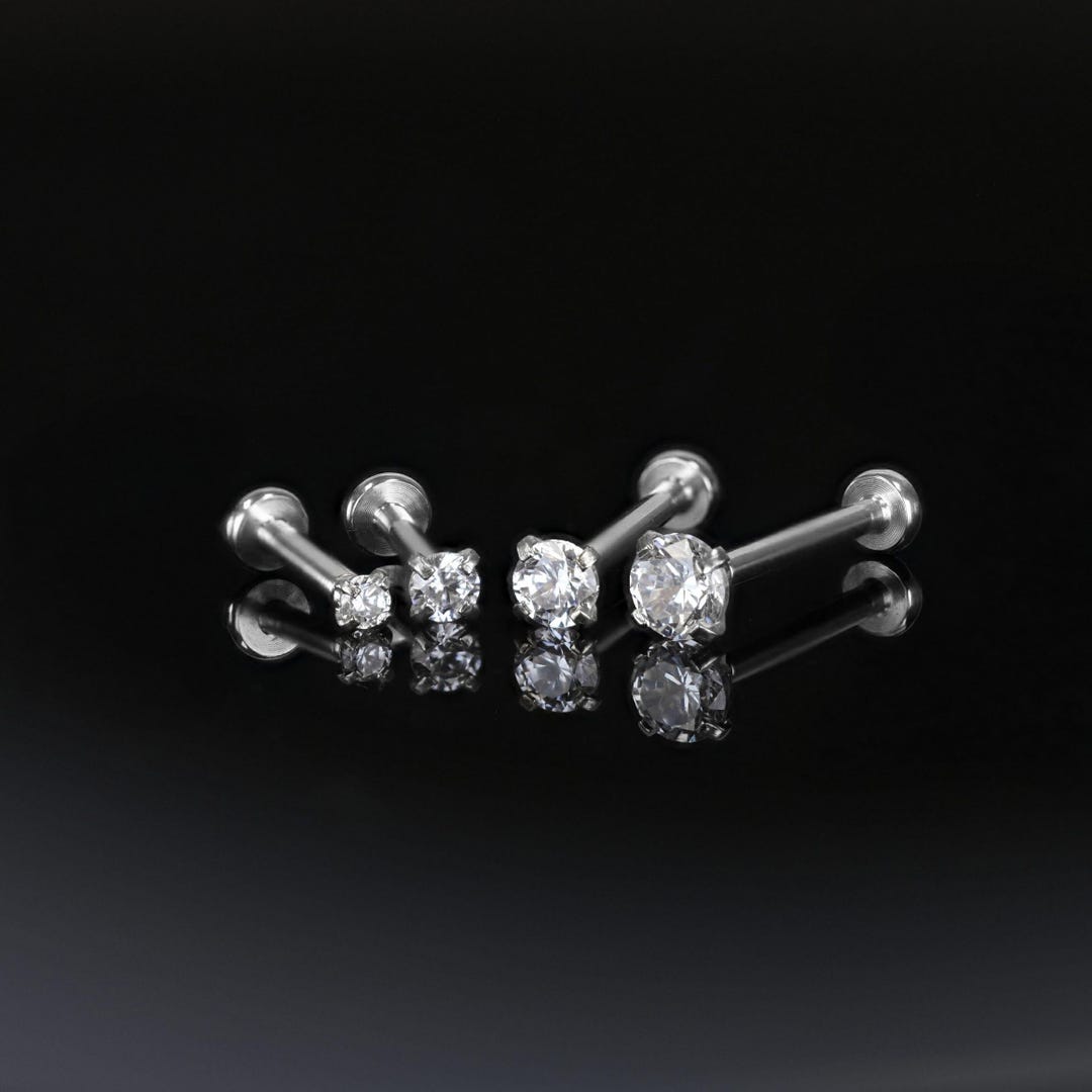 16G 18G 20G • Tiny Threadless Push Pin Labret Stud • 1.5mm - 3mm ...