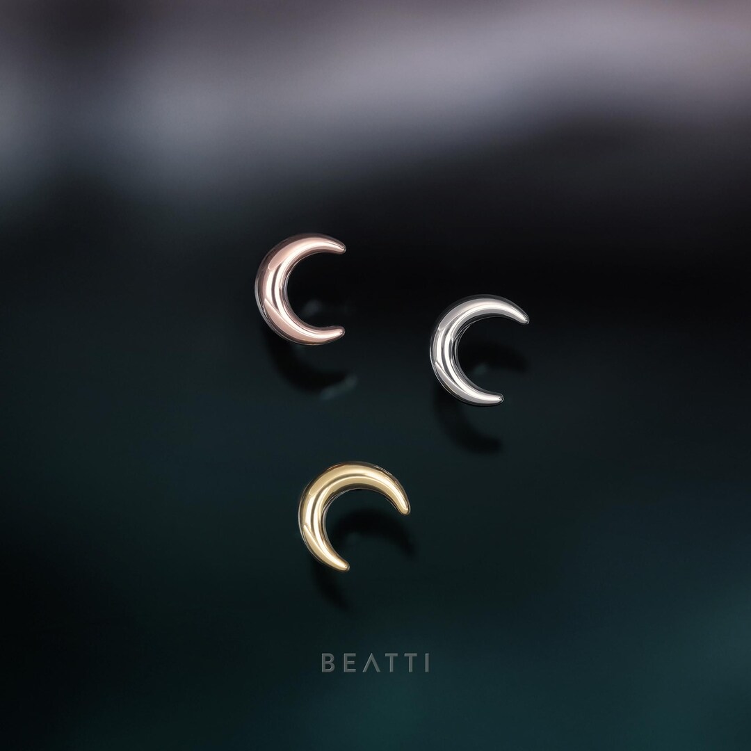 NEW ‣ ASTM-F-136 Titanium Crescent Moon Threadless Push Pin Labret Stud ...