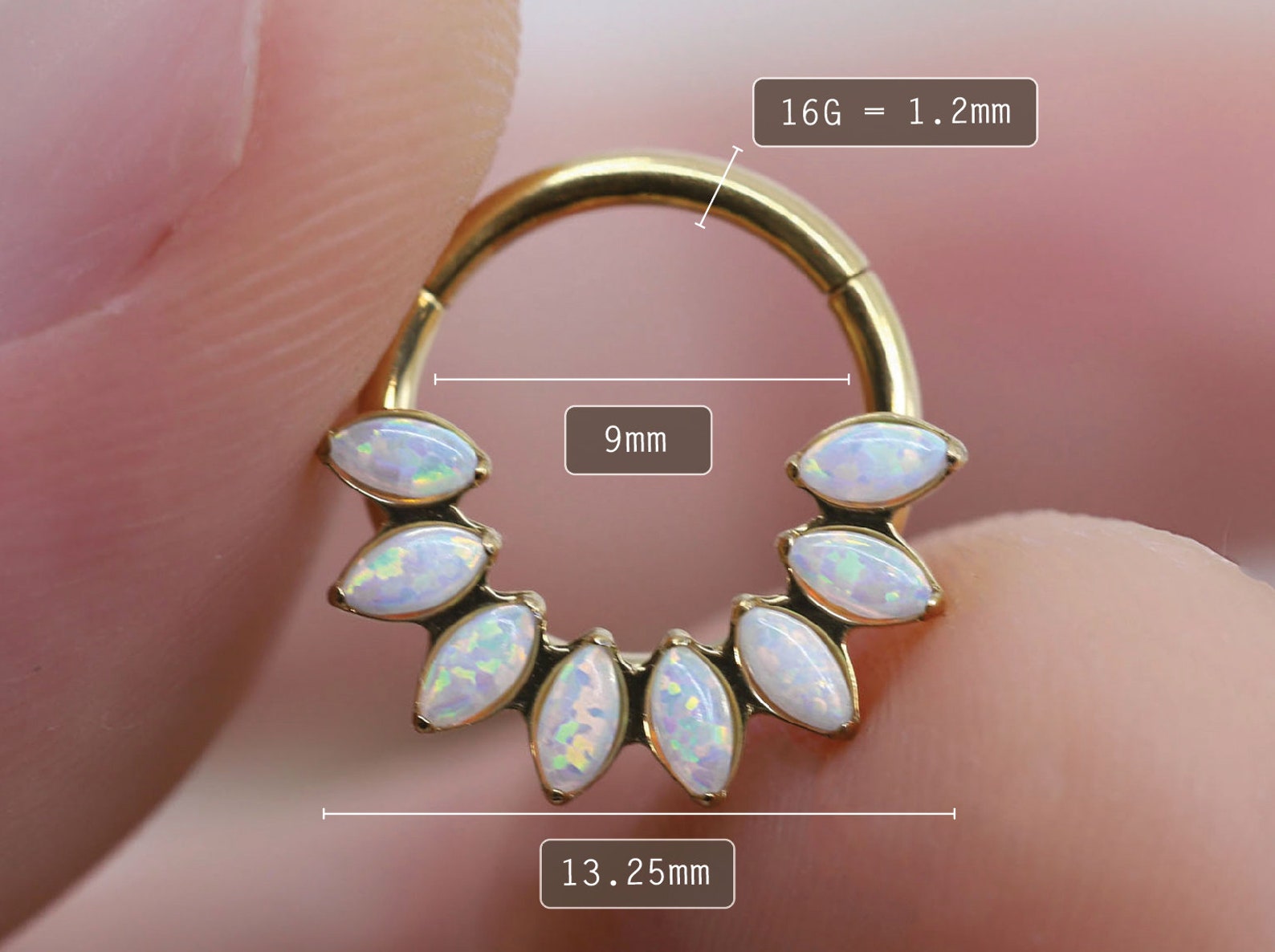 NEW 16g Iridescent Opal Daith Clicker Fire Opal Seamless | Etsy