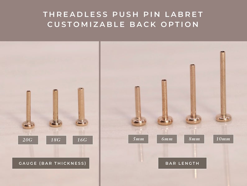 NEW BEATTI Lapis Lazuli Bezel Threadless Push Pin Labret - Etsy