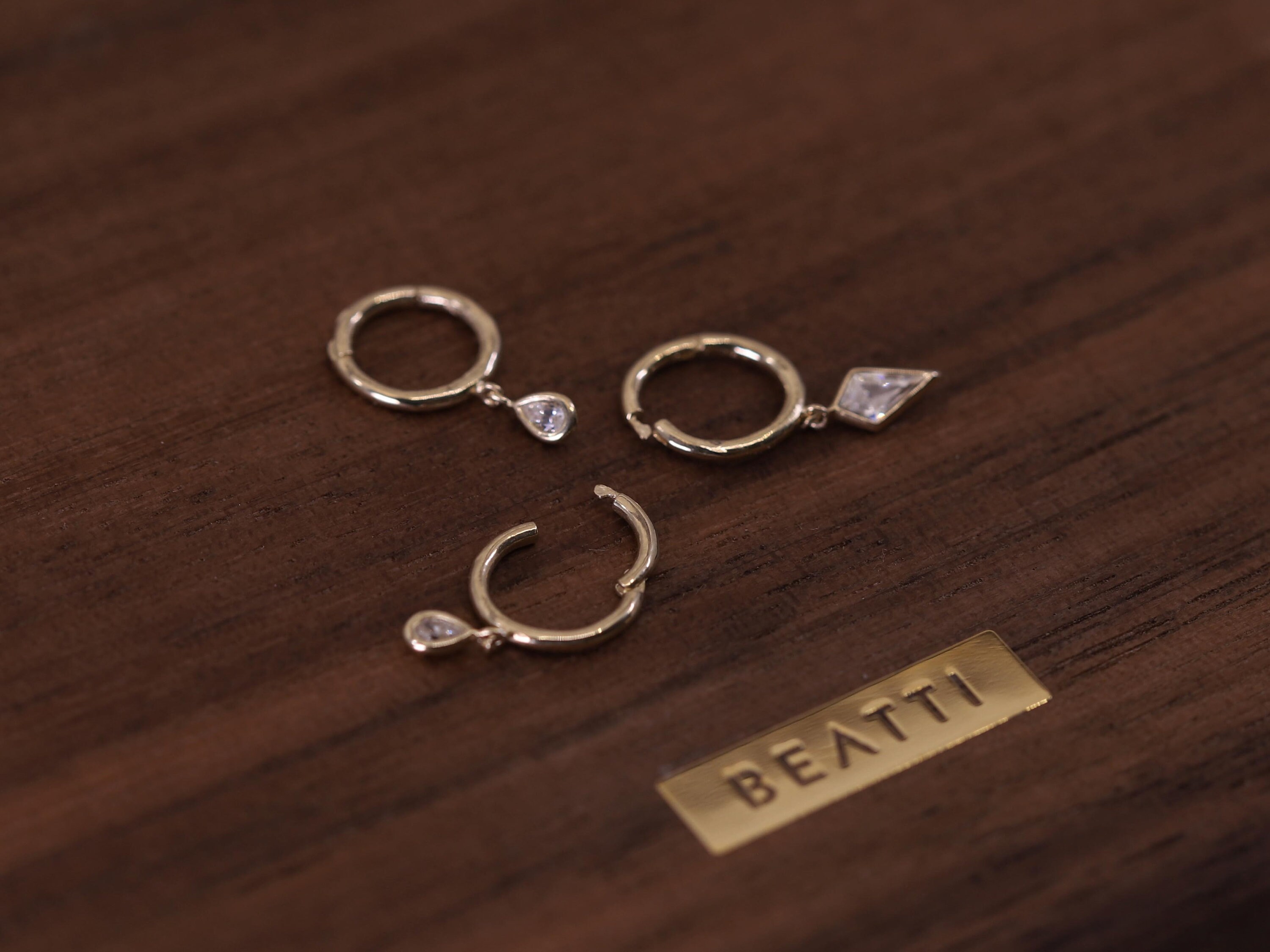 NEW Tiny 14K Solid Gold 6mm Clicker Hoop With Noble Diamond | Etsy