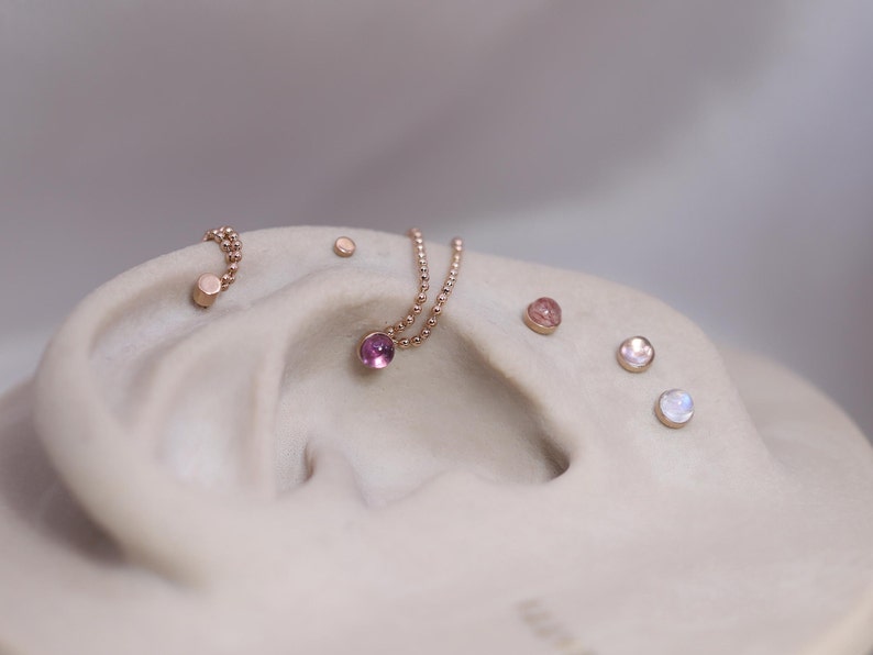 NEW Tiny Natural Gemstone Rosegold Threadless Push Pin - Etsy