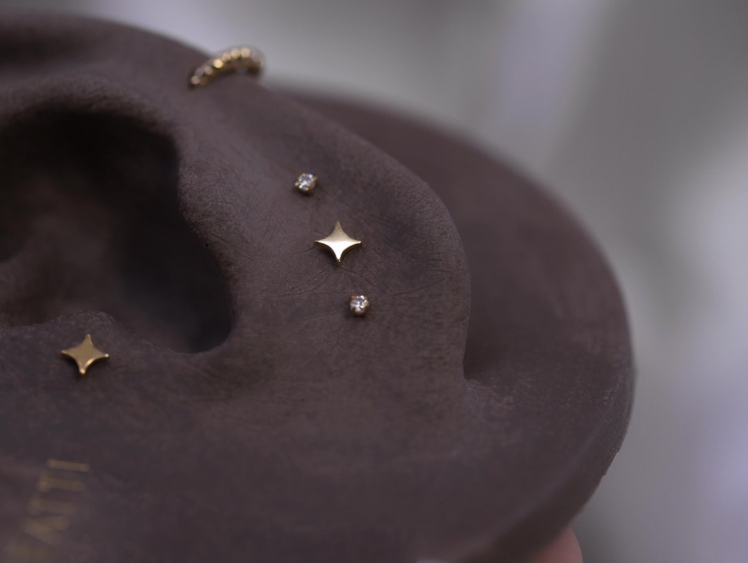 NEW ‣ 20G/18G/16G Tiny Sparkle Star Threadless Push Pin Labret Stud ...