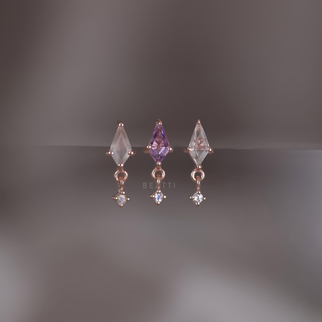 Celeste • BEATTI Natural Gemstone Thread Less 925 Silver With Rose Gold ...