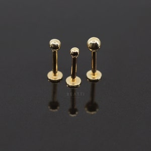 NEW ‣ 18G • Tiny 2mm/2.5mm/3mm 14K Solid Gold Ball Labret, Simple Ball ...