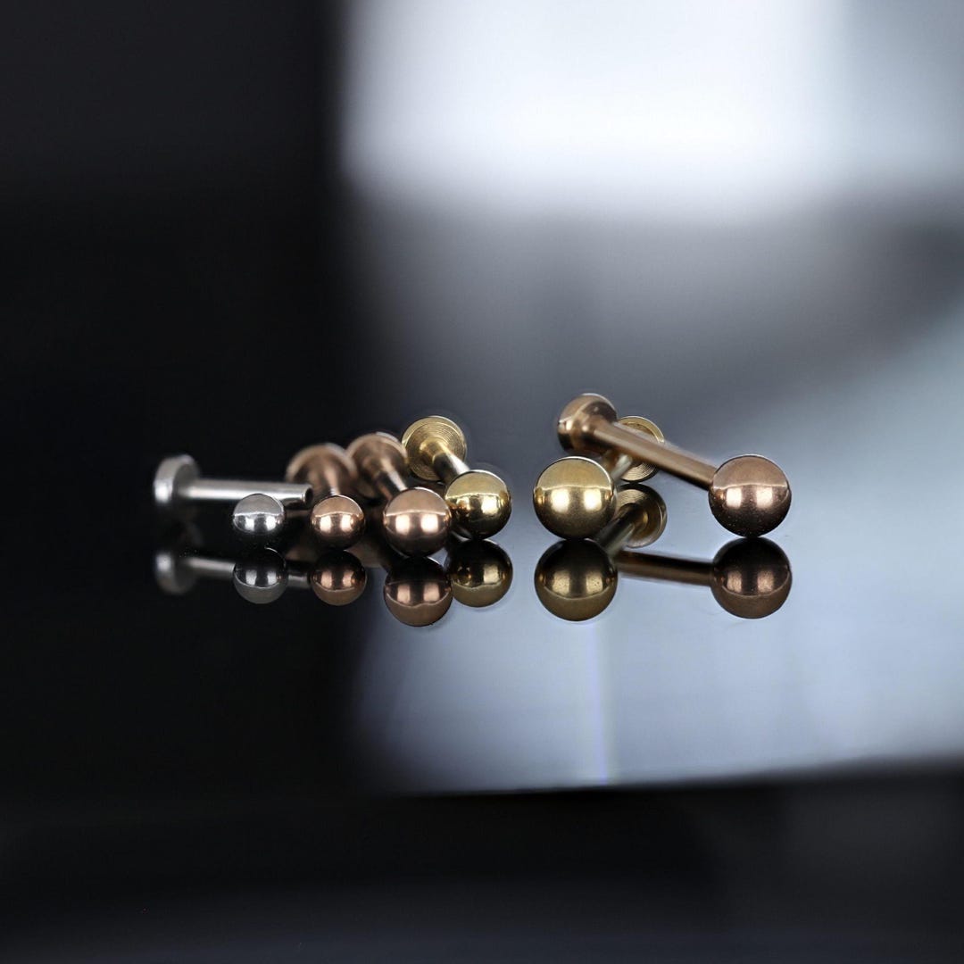 16G/18G/20G • Tiny Ball Threadless Push Pin Labret Stud • 2mm/2.5mm/3mm ...