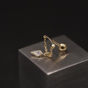 NEW ‣ 14K Solid Gold Vertical Helix Chain Piercing • Unique Gold ...