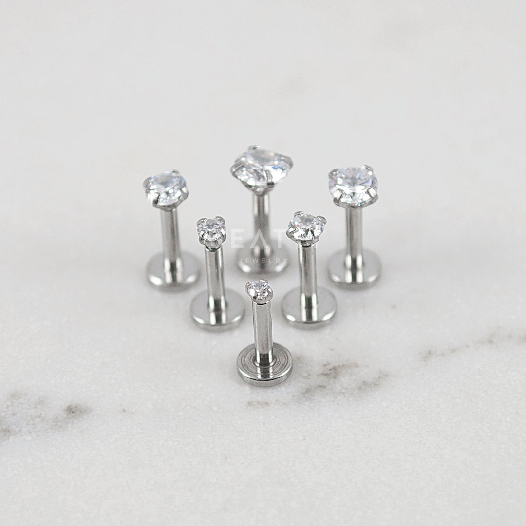 16G Tiny 1.5mm - 4mm Stud Tragus Earring, Labret Studs, Flat Back ...
