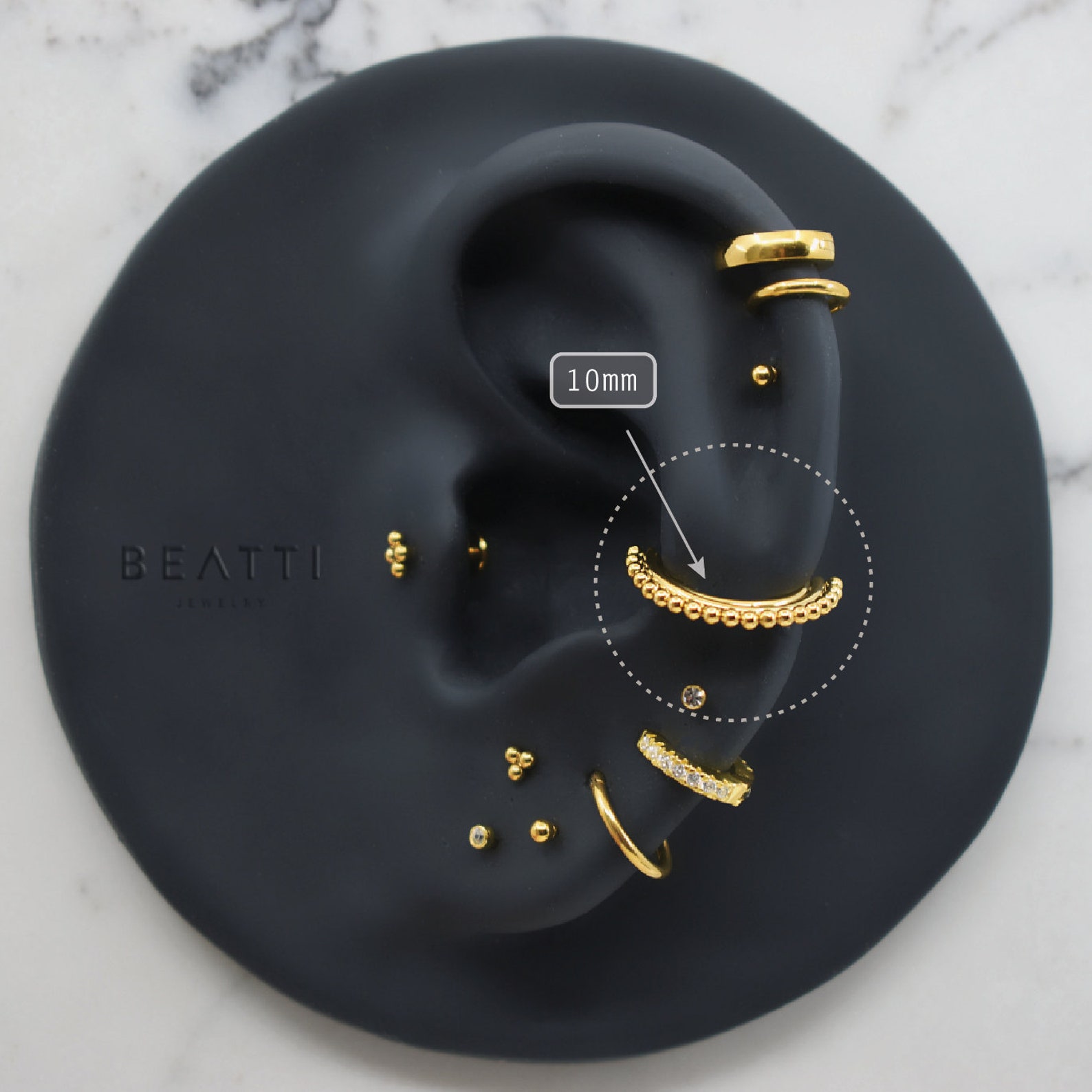 16G Bead Cluster Hinged Segment Ring 316L SS Daith Earring - Etsy