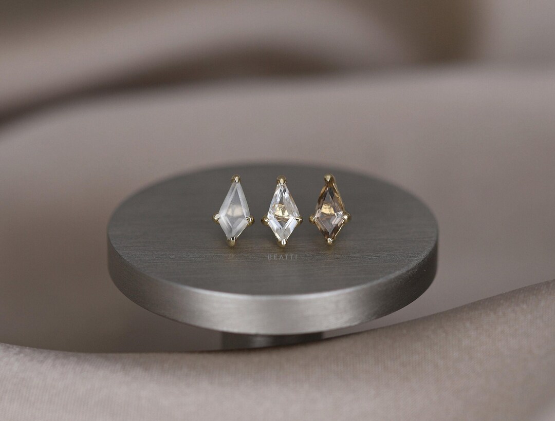 Siera • 14K Vermeil Natural Gemstone Threadless Ends • Grey Moonstone ...