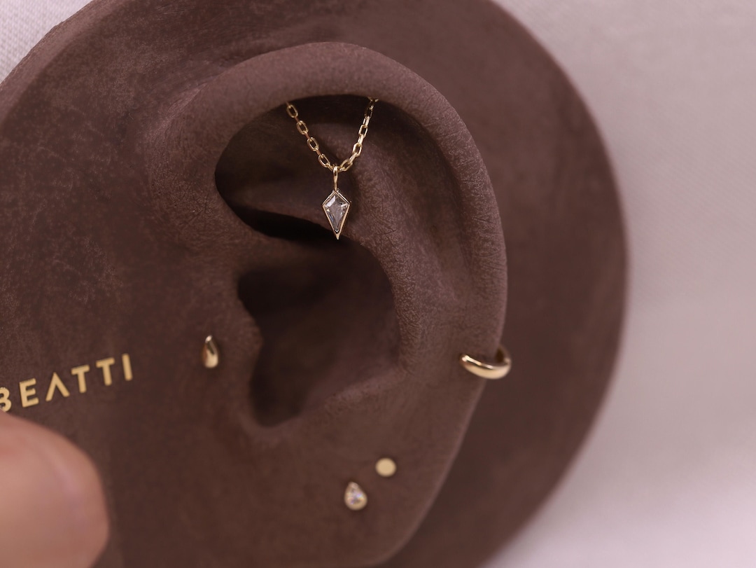 NEW ‣ 14K Solid Gold Vertical Helix Chain Piercing • Unique Gold ...