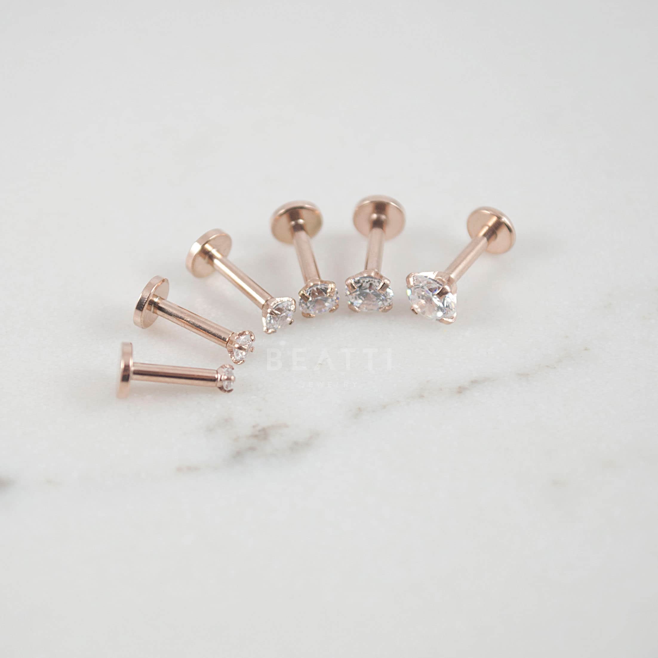 16G Tiny 1.5mm 4mm Rose Gold Tragus Stud / Cartilage - Etsy